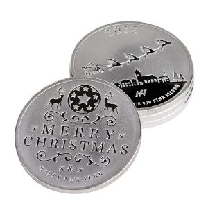 1 Oz Silver Merry Christmas Round - Asahi Refining - AU Bullion Canada