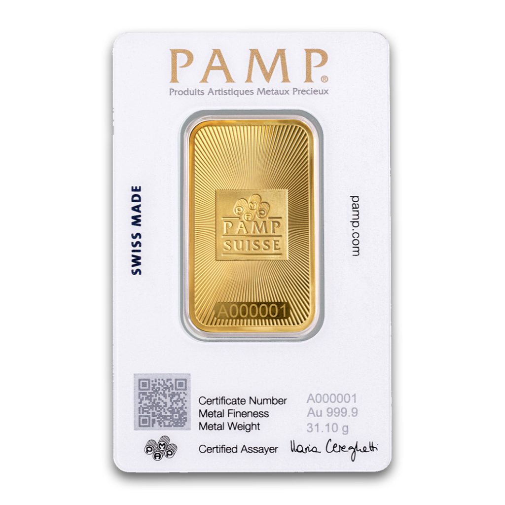 1 oz Gold Bar (Inc. Assay Card) - PAMP Suisse - AU Bullion Canada